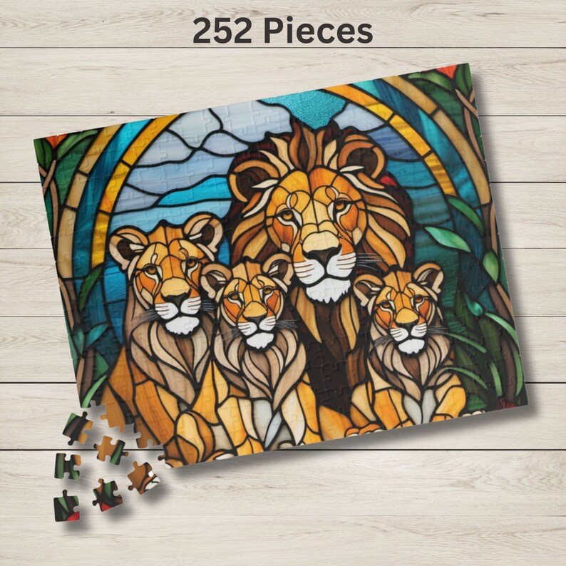 Majestic Lion Puzzle Art Stained Glass Effect Wildlife Jigsaw - Etsy