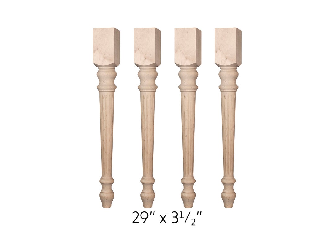 Traditional Fluted Dining Table Legs_set of 4 (paint Grade) - Etsy