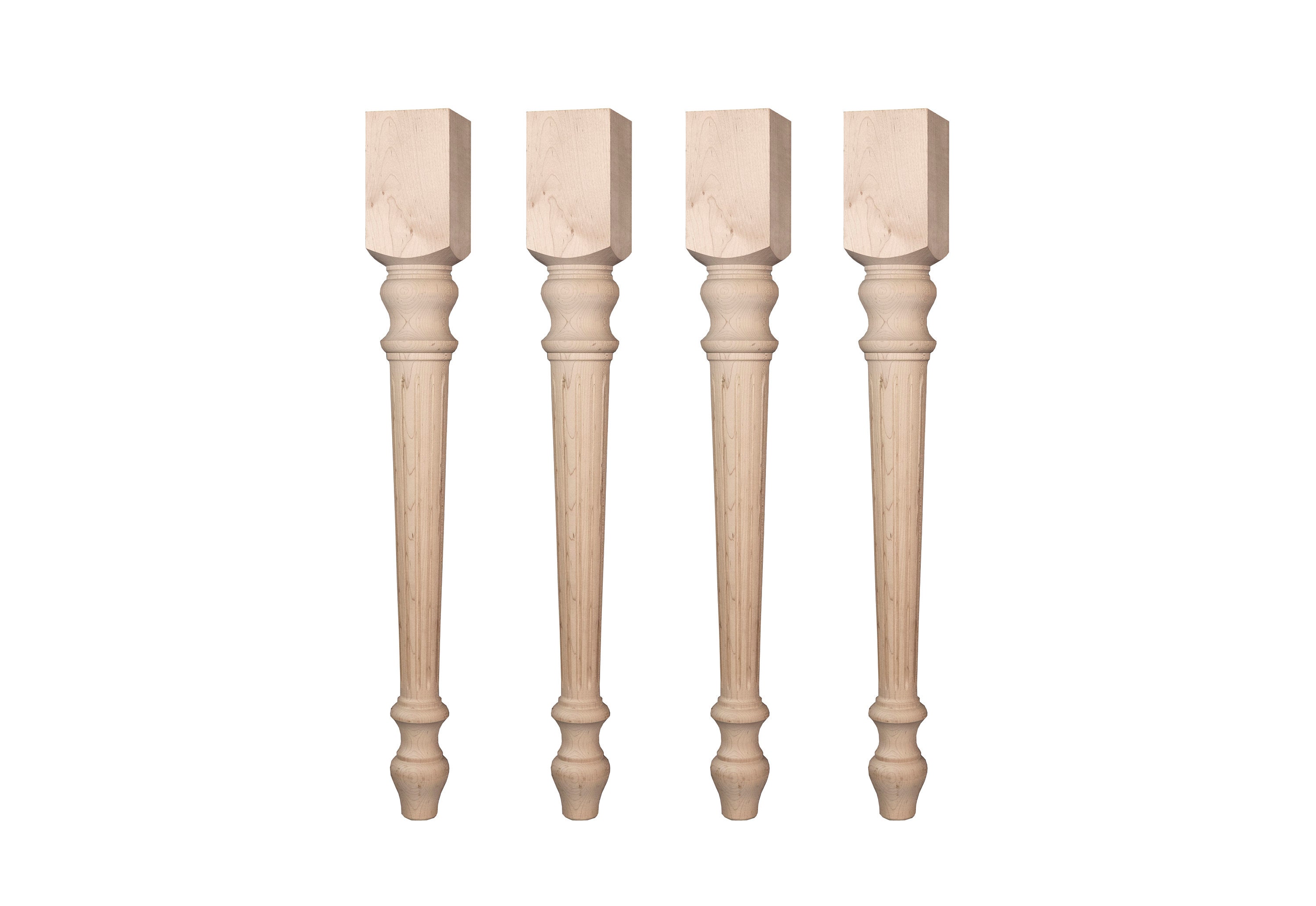 Traditional Fluted Dining Table Legs_set of 4 (paint Grade) - Etsy
