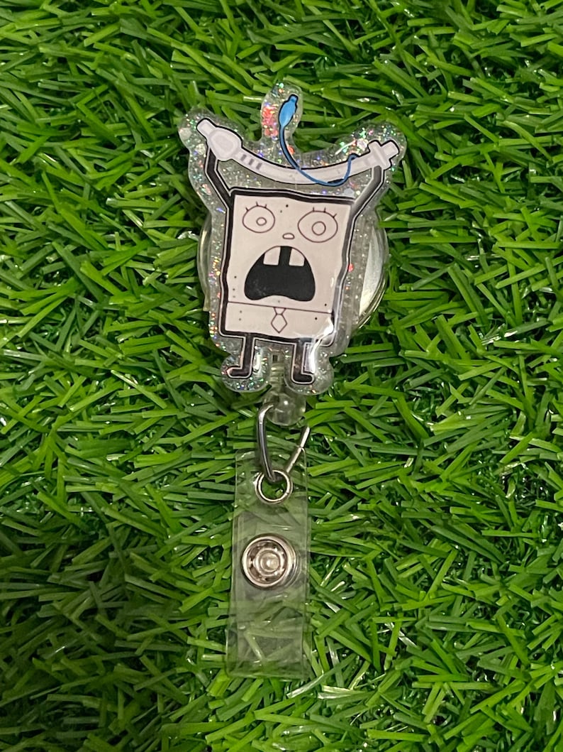 Funny 'me Hoy Minoy' Glitter Nurse Badge Reel: Doodlebob ID Clip|doodle ...