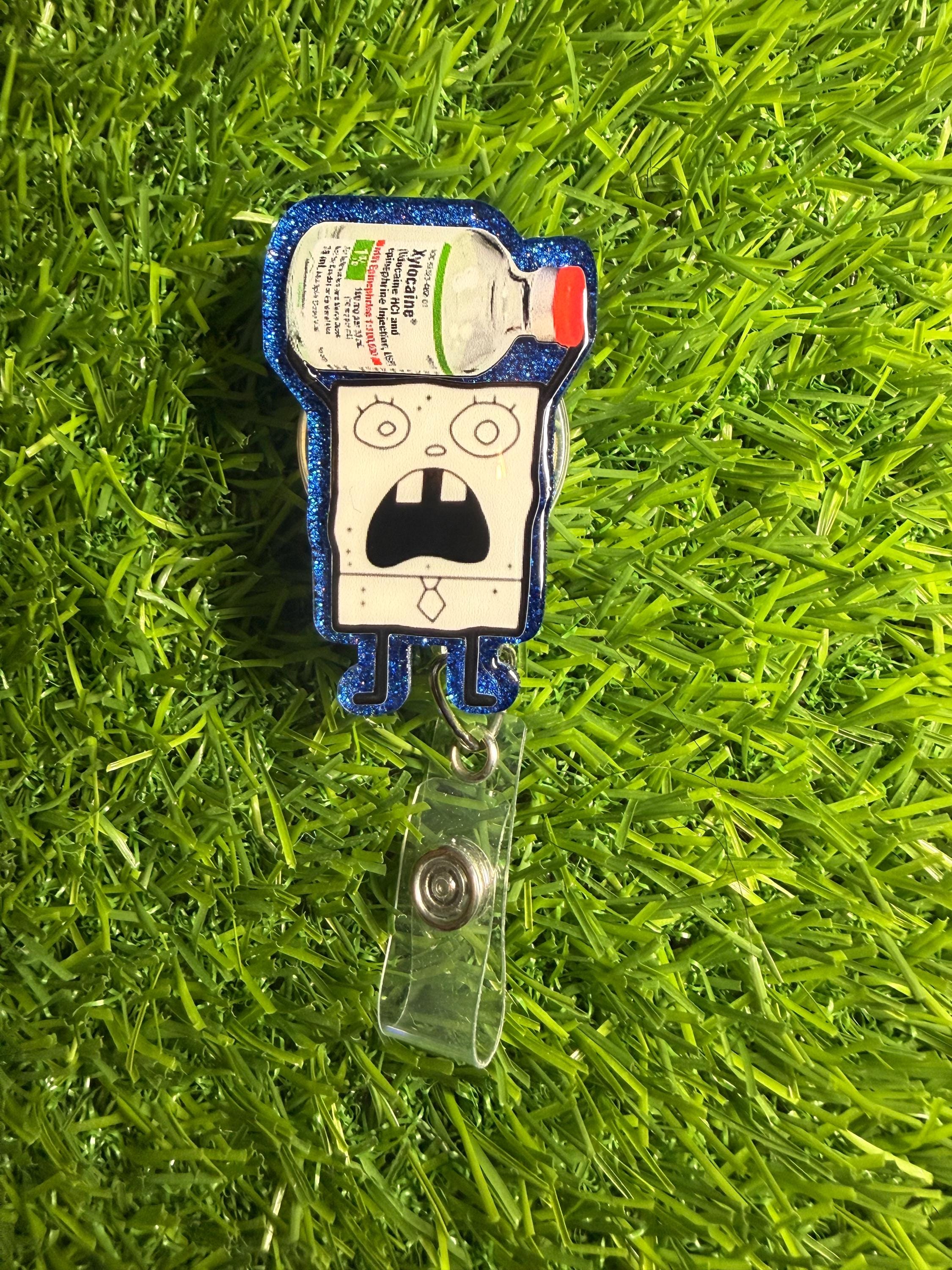 Funny 'me Hoy Minoy' Glitter Nurse Badge Reel: Doodlebob ID Clip|doodle ...