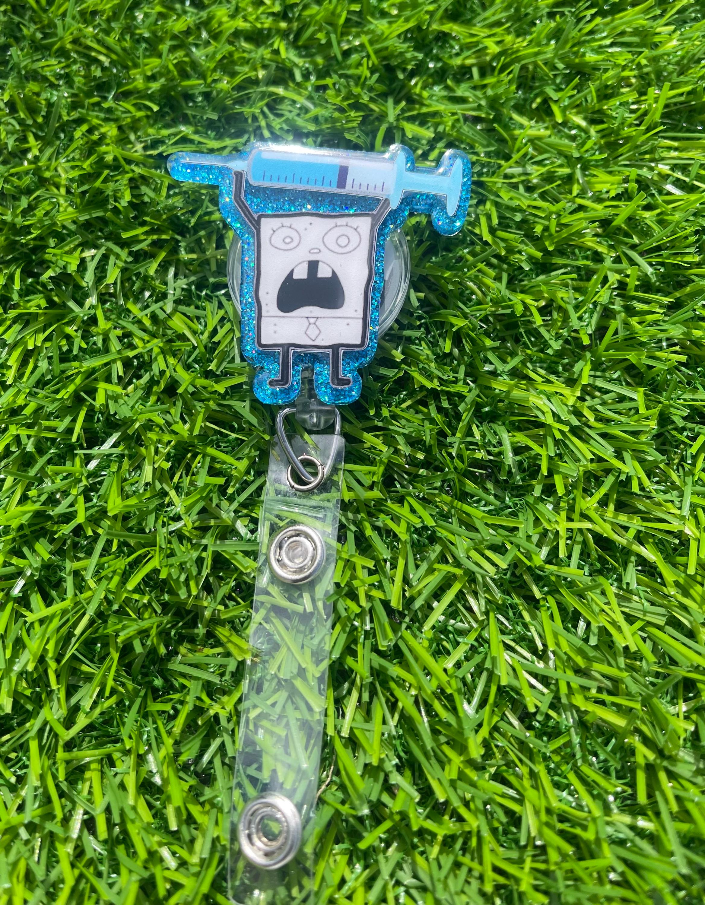 Funny 'me Hoy Minoy' Glitter Nurse Badge Reel: Doodlebob ID Clip|doodle ...