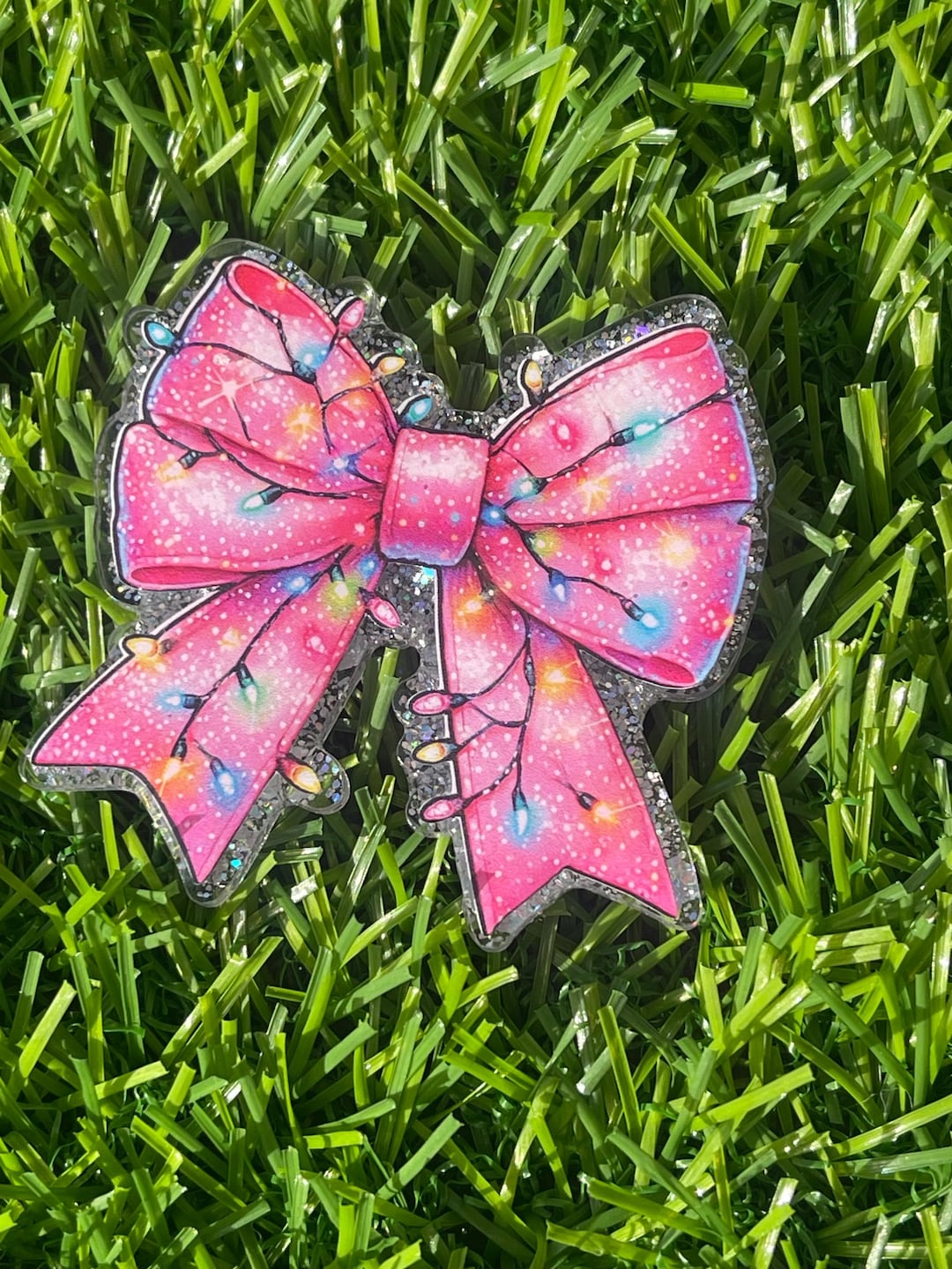 Christmas Bow Badge Reel: Beaded Retractable ID Holder - Etsy