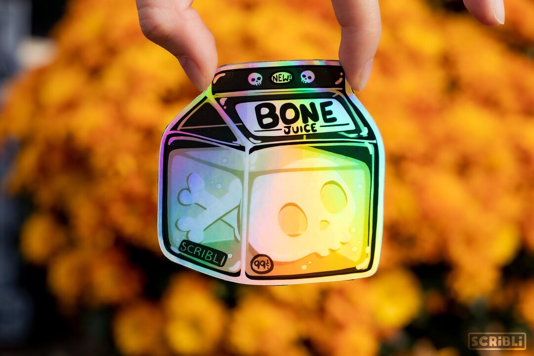 Bone Juice Box Spooky Holographic Sticker - Etsy