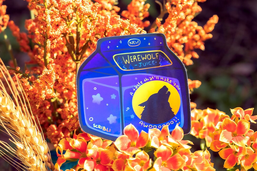 Werewolf Juice Spooky Holographic Sticker - Etsy