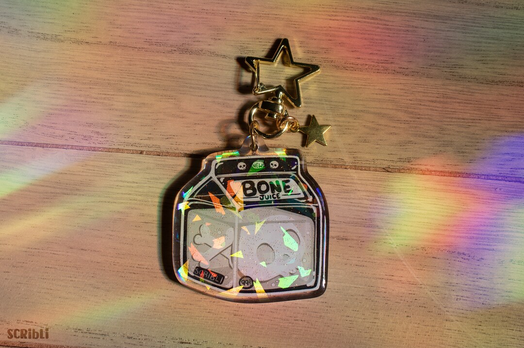 Bone Juice Holographic Glitter Epoxy Keychain - Etsy