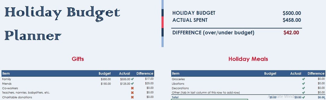Holiday Budget Planner | Microsoft Excel + Google Sheets Format ...