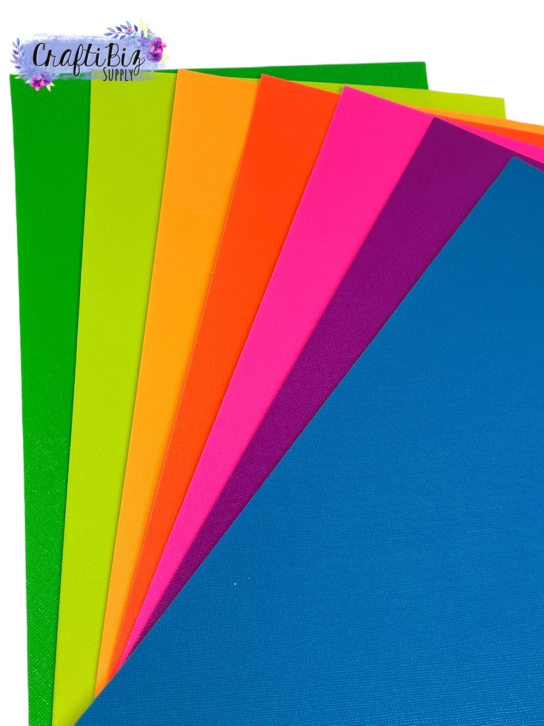 Neon Faux Leather Sheet, Bright, Fluorescent, Bow Supplies, Glitter ...