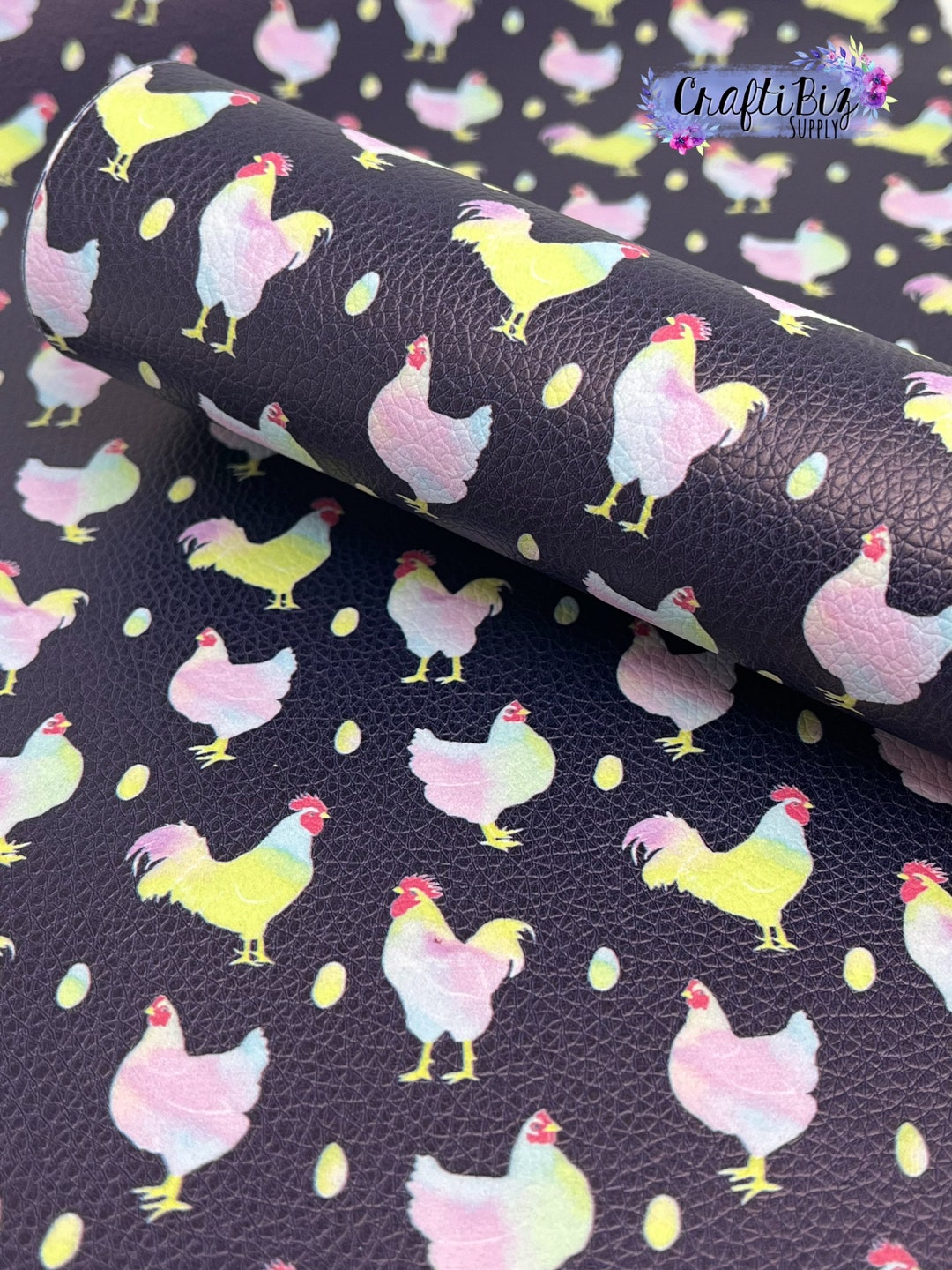 Pebbled Pastel Chicken Faux Leather Sheet Rooster Hen Farm - Etsy