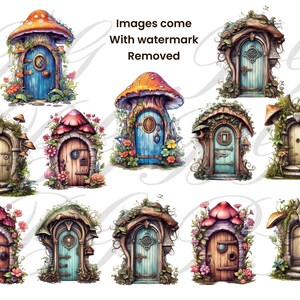 21 Toadstool Clipart House Printable Images for Decoupage, Card Making ...