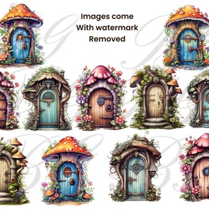 21 Toadstool Clipart House Printable Images for Decoupage, Card Making ...
