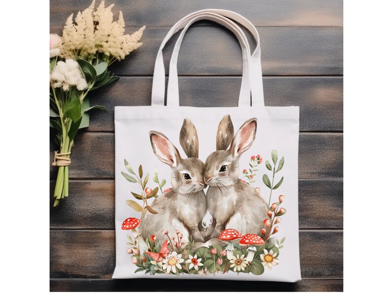 15 Printable Wildflower Bunny Rabbits Clipart Images for Decoupage ...