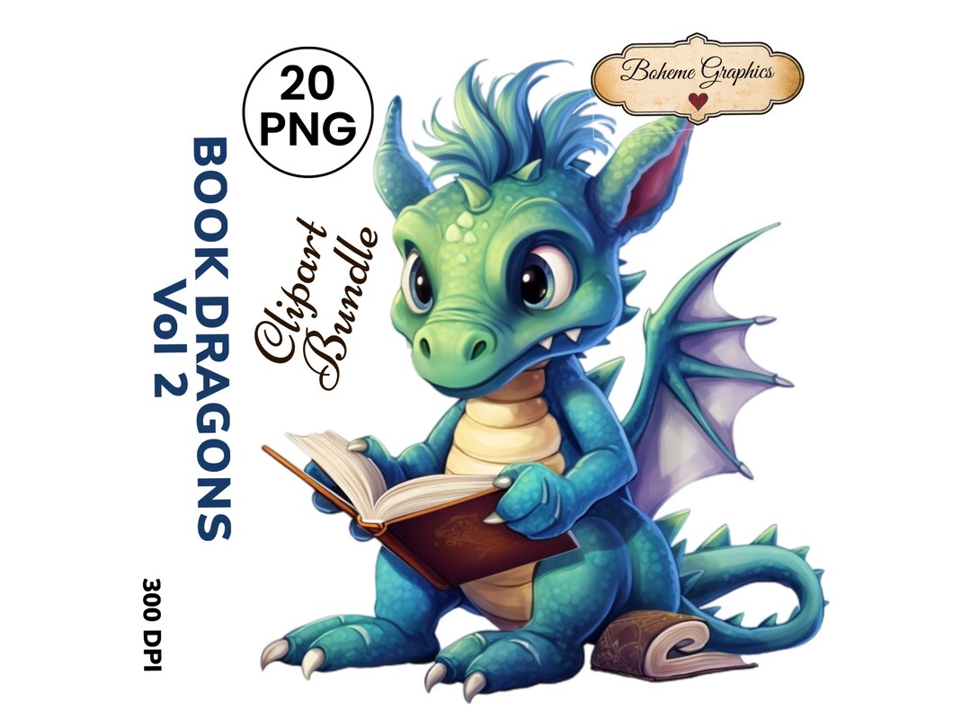 Printable Book Dragon Png Clipart Images for Decoupage, Card Making ...