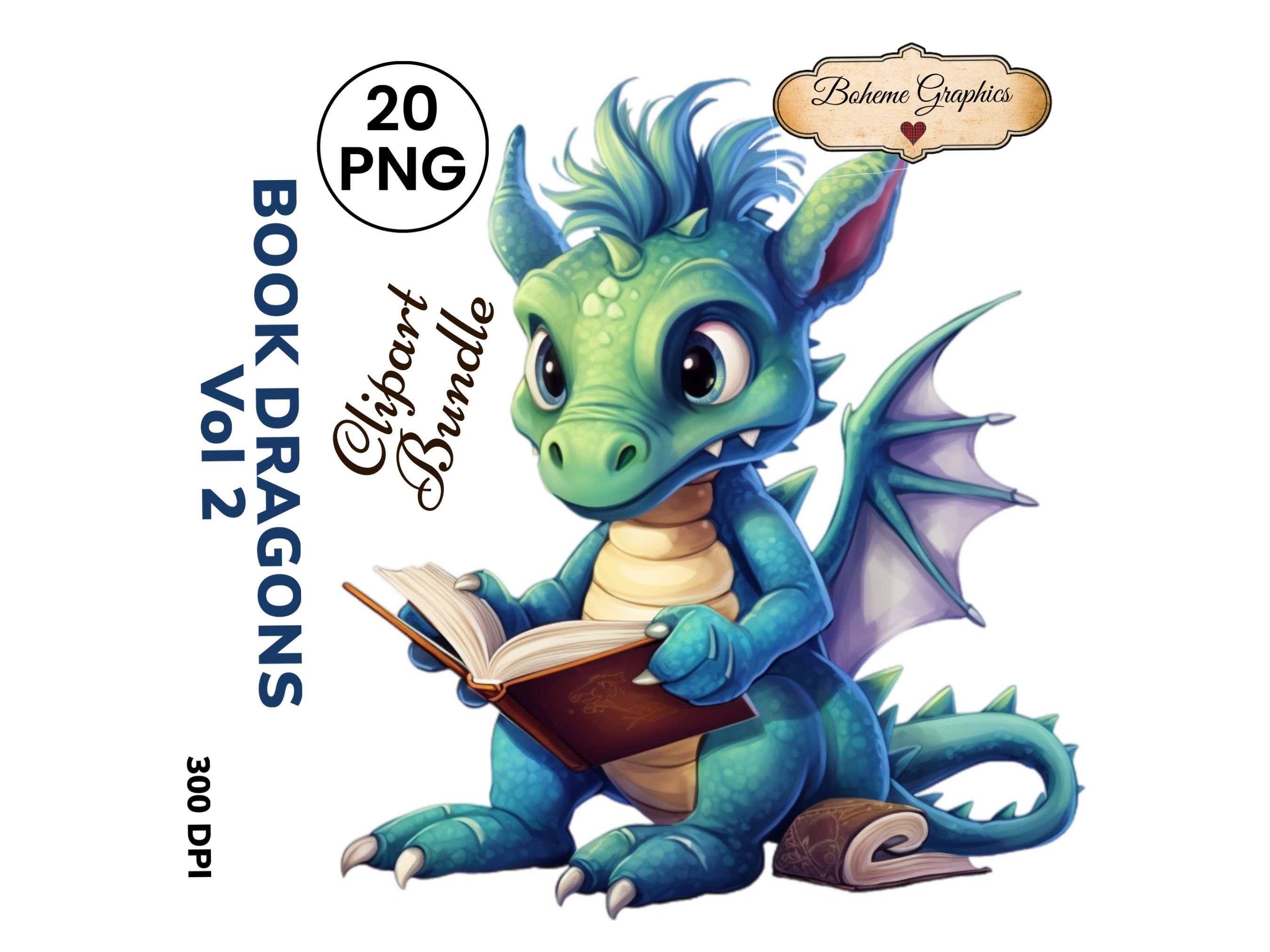 Printable Book Dragon Png Clipart Images for Decoupage, Card Making ...