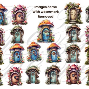 21 Toadstool Clipart House Printable Images for Decoupage, Card Making ...