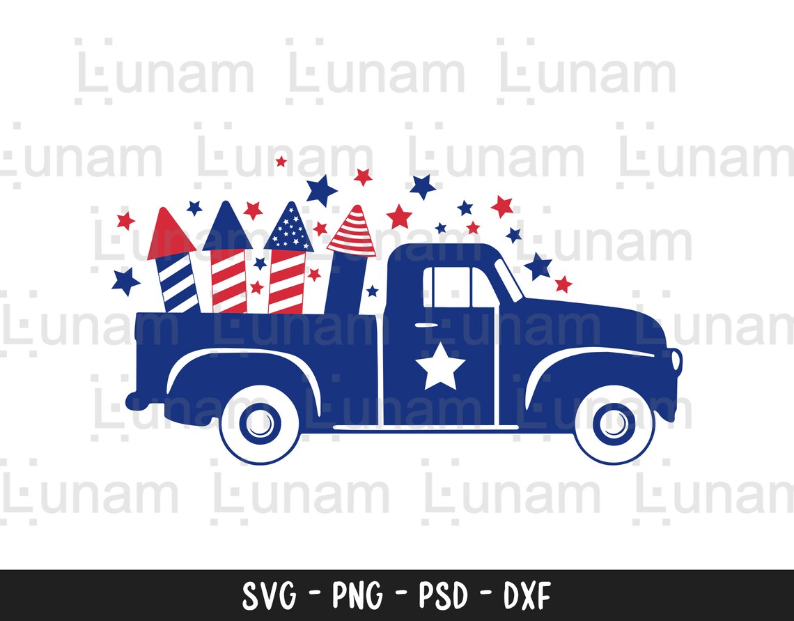 4th of July Truck Svg, Summer Svg, Country Svg, Amercian Flag Svg, USA ...