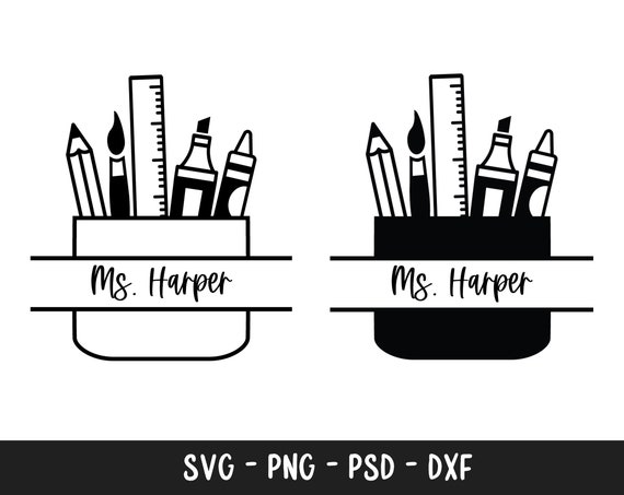 Teacher SVG Teacher Split Monogram SVG School Supplies SVG | Etsy UK