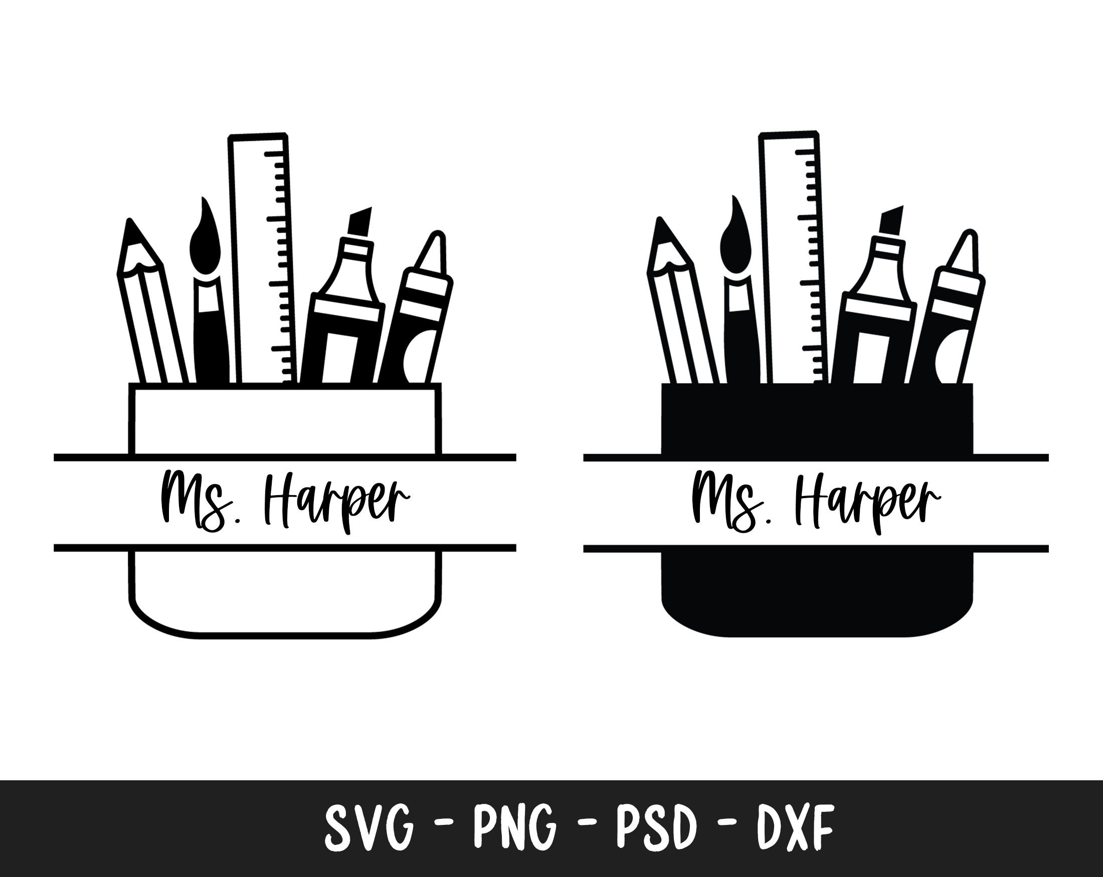 Teacher Svg Teacher Split Monogram Svg School Supplies Svg Etsy Sweden