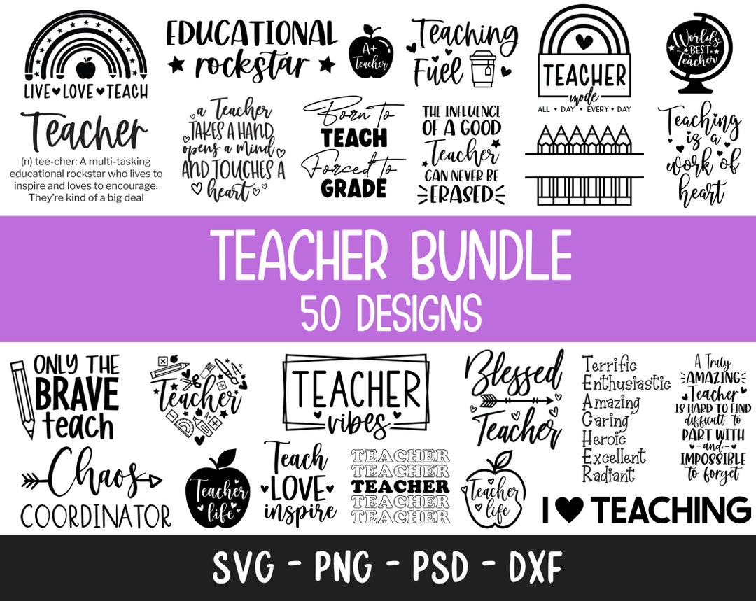 Teacher Svg Bundle, Teacher Svg, Back to School Svg, Teacher Life Svg ...