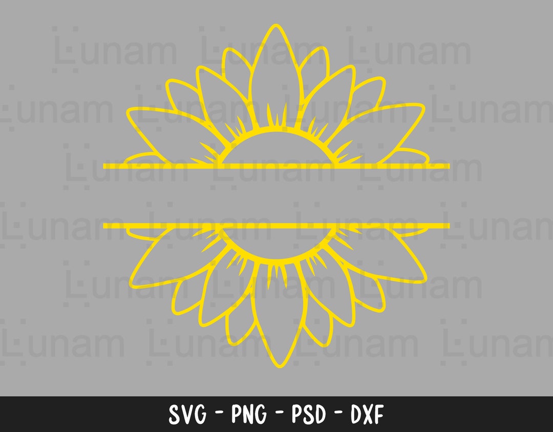 Sunflower SVG, Sunflower Monogram SVG, Flower Svg, Monogram Svg, Half ...