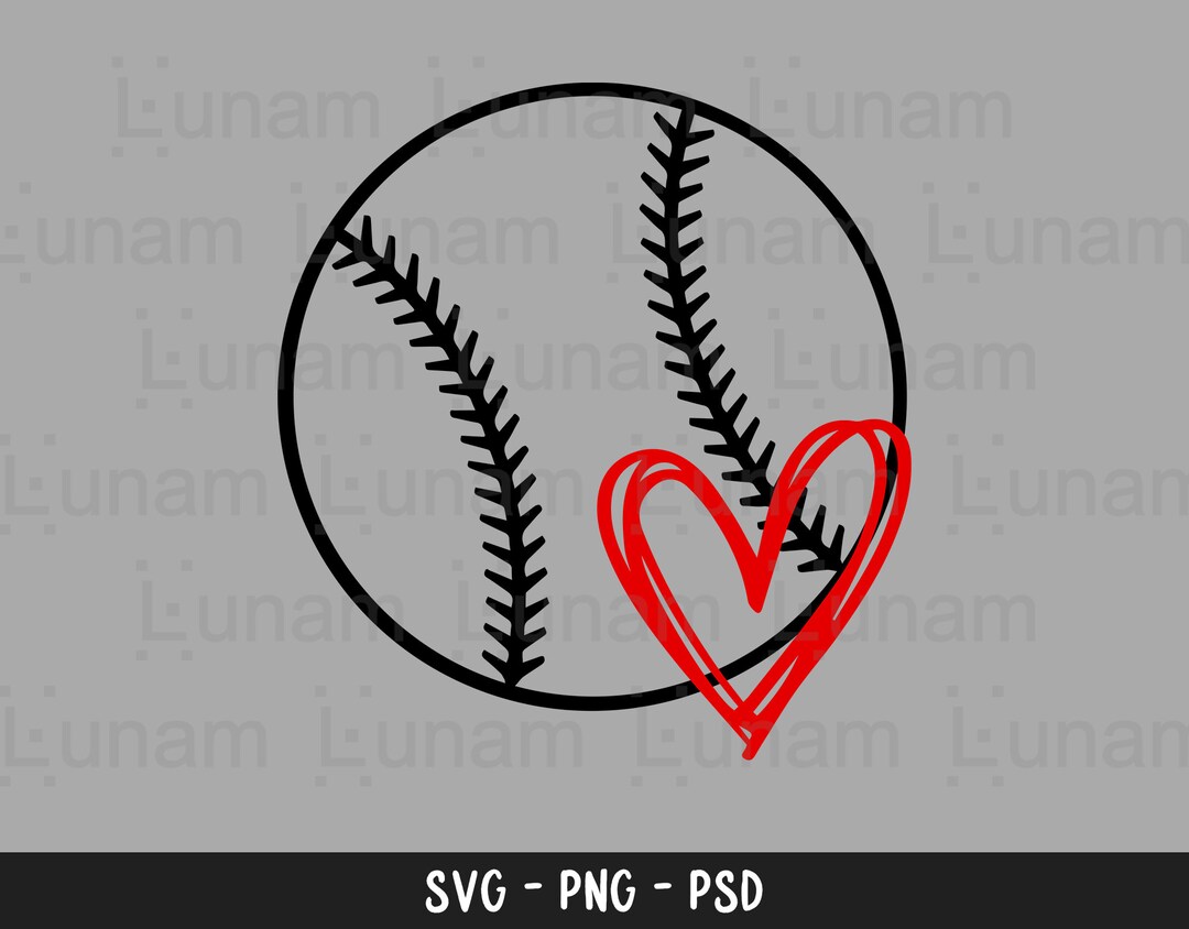 Baseball With Heart Svg, Baseball Outline Svg, Baseball Svg, Baseball ...