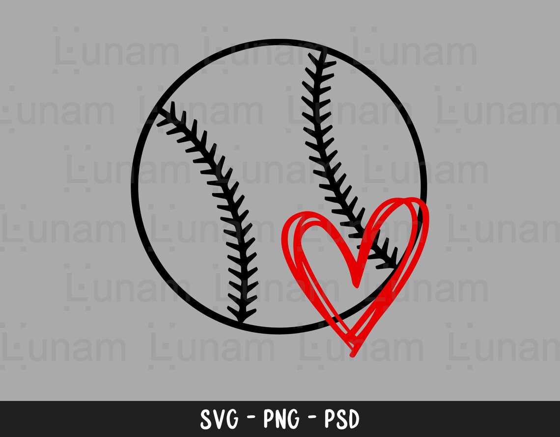 Baseball With Heart Svg Baseball Outline Svg Baseball Svg - Etsy
