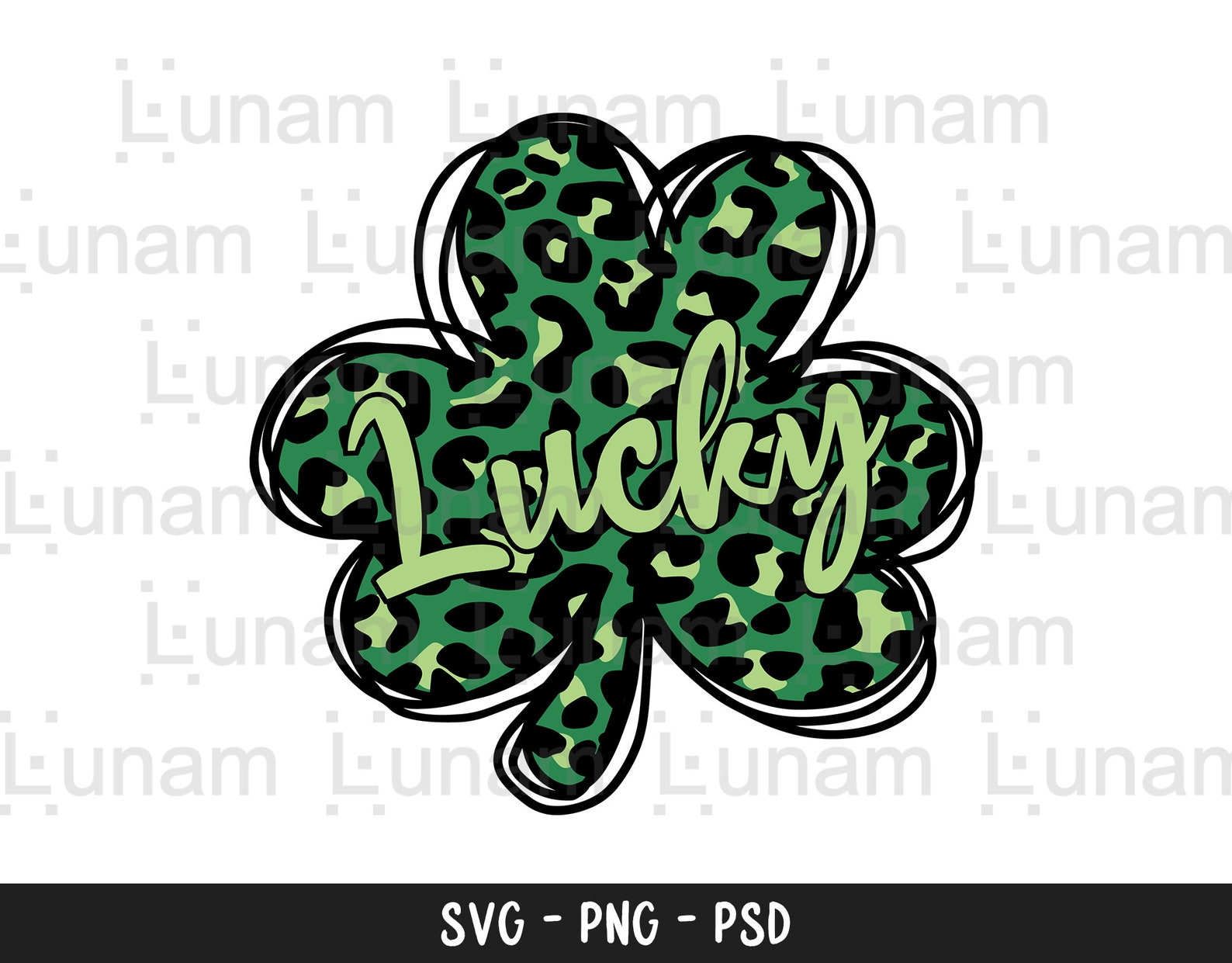 Lucky Svg Leopard Clover Svg Cheetah Clover Svg Lucky Etsy