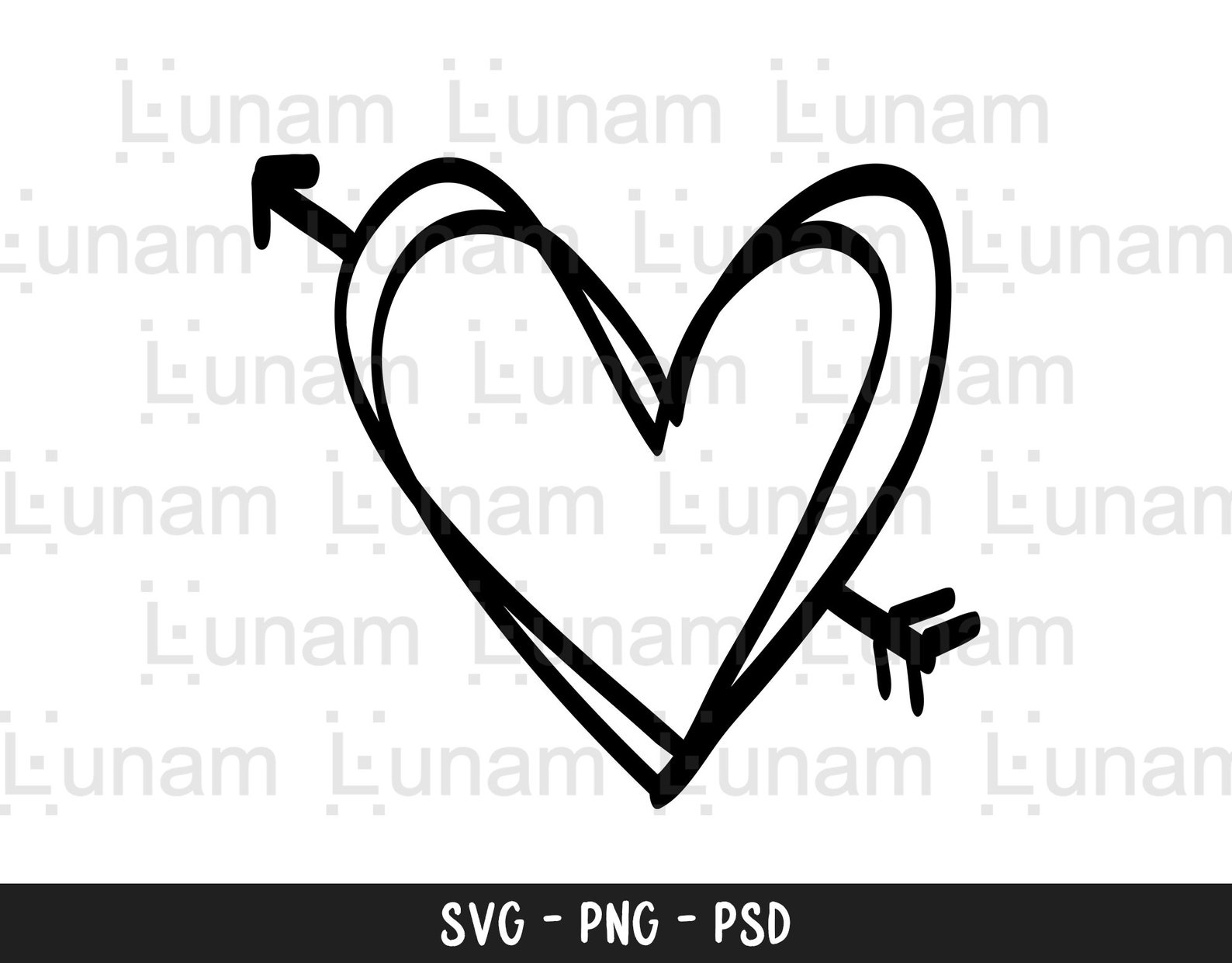 Doodle Heart Svg, Arrow Heart Svg, Drawn Heart Svg, Valentine's Day Svg ...