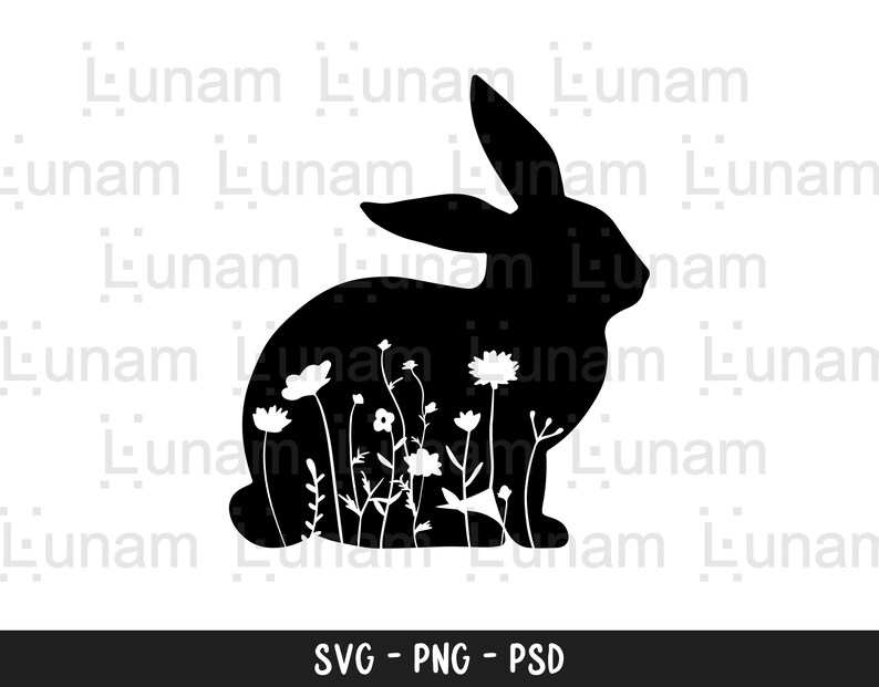 Floral Bunny Svg Floral Rabbit Svg Floral Bunny Silhouette - Etsy