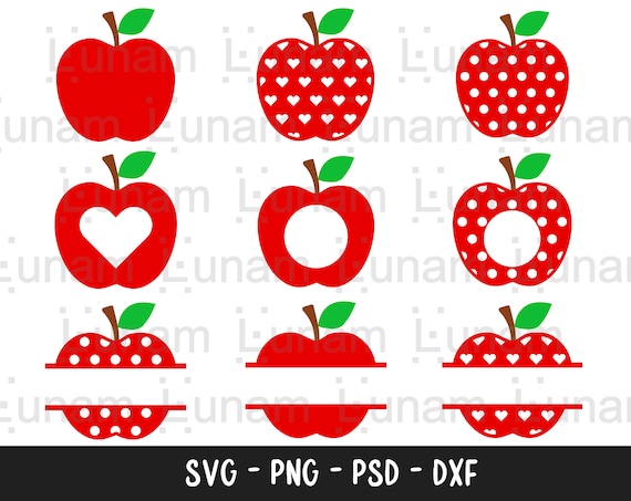 Apple Name Frame Svg Bundle Apple Nametag Svg Apple Cut - Etsy