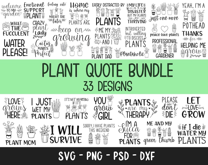 Plant Lover SVG Bundle, Plant Svg, Plant Quotes Svg, Houseplant Svg ...