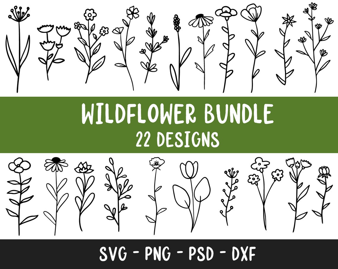 Wildflower Svg Bundle, Floral Svg Bundle, Wildflowers Svg, Floral Svg ...