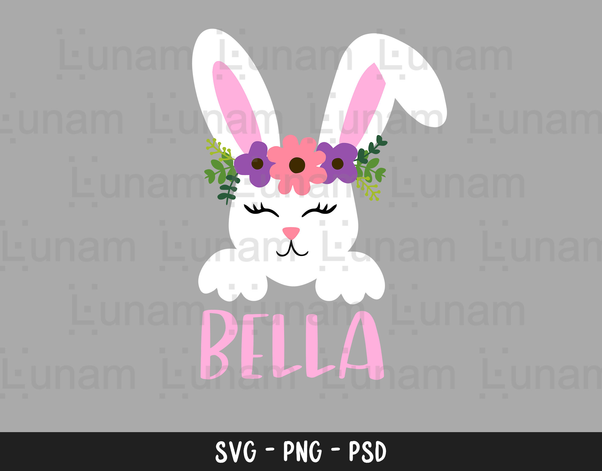 Girl Bunny Name Frame SVG, Easter SVG, Girl Bunny SVG, Girl Bunny Split ...