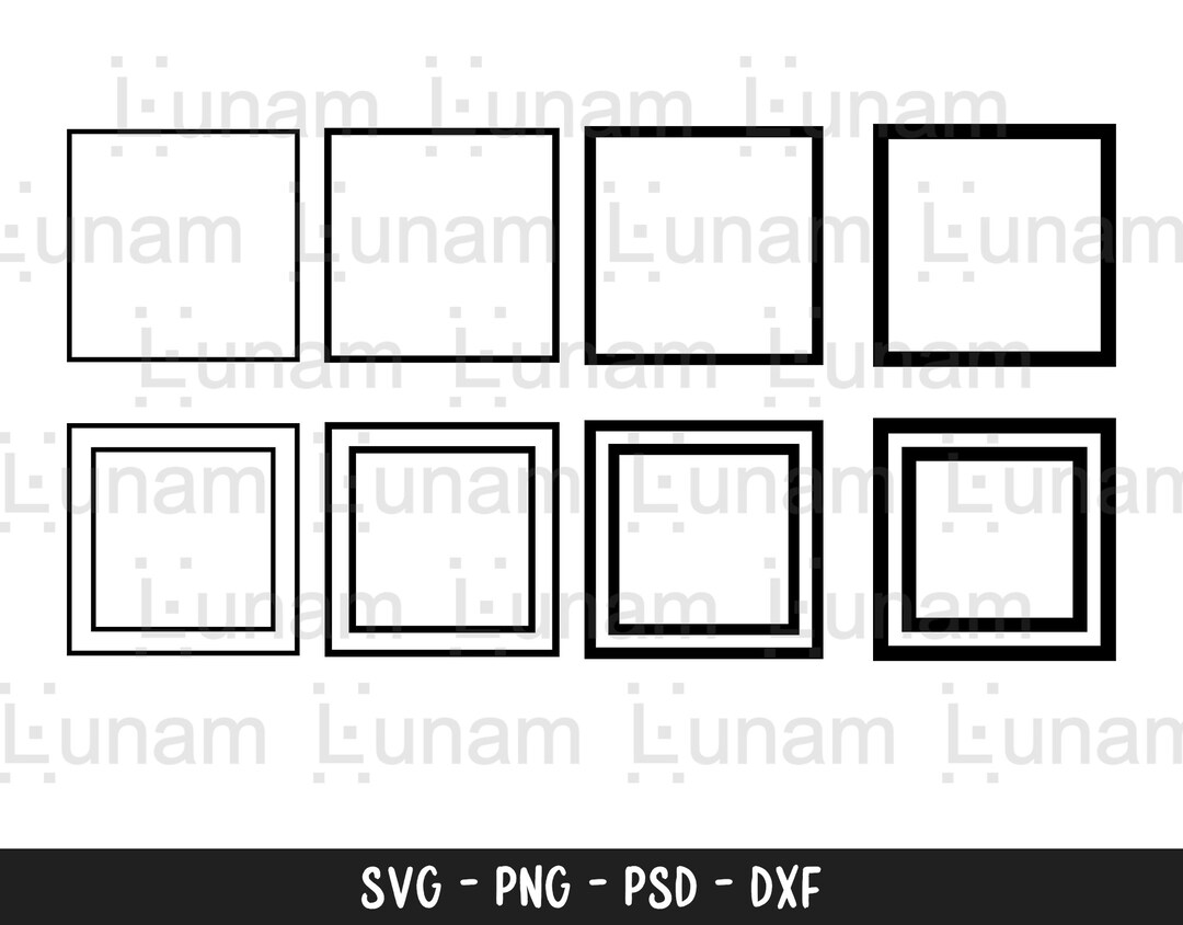 Square Frames Different Strokes Bundle Pack, Square Frame SVG, Border ...