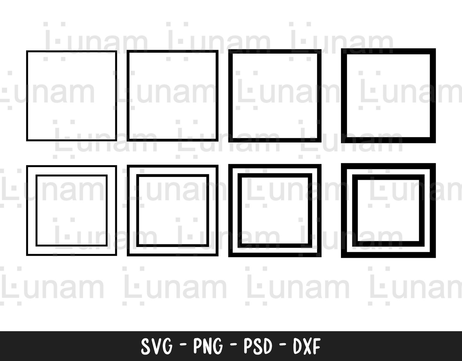 Square Frames Different Strokes Bundle Pack, Square Frame SVG, Border ...
