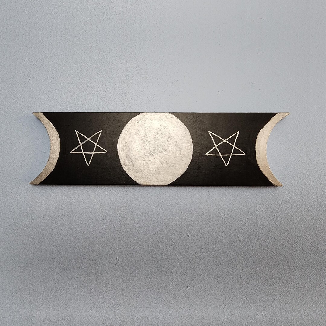 Triple Goddess Moon and Satanic Pentagram Wood Wall Hanging Home Decor ...