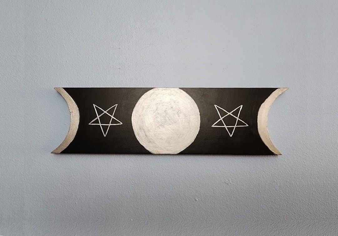 Satanic Pentagram Triple Goddess Moon Full Moon Artwork - Etsy