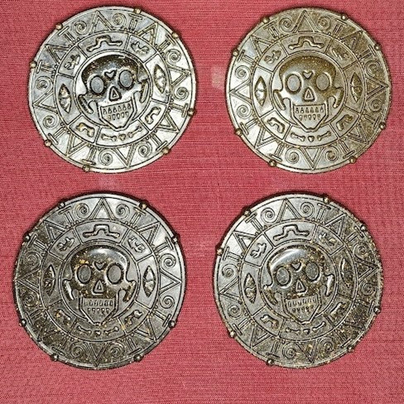 Drink Coasters Resin Pirate Skull Coin Set of 4 With Vampire Teeth ...