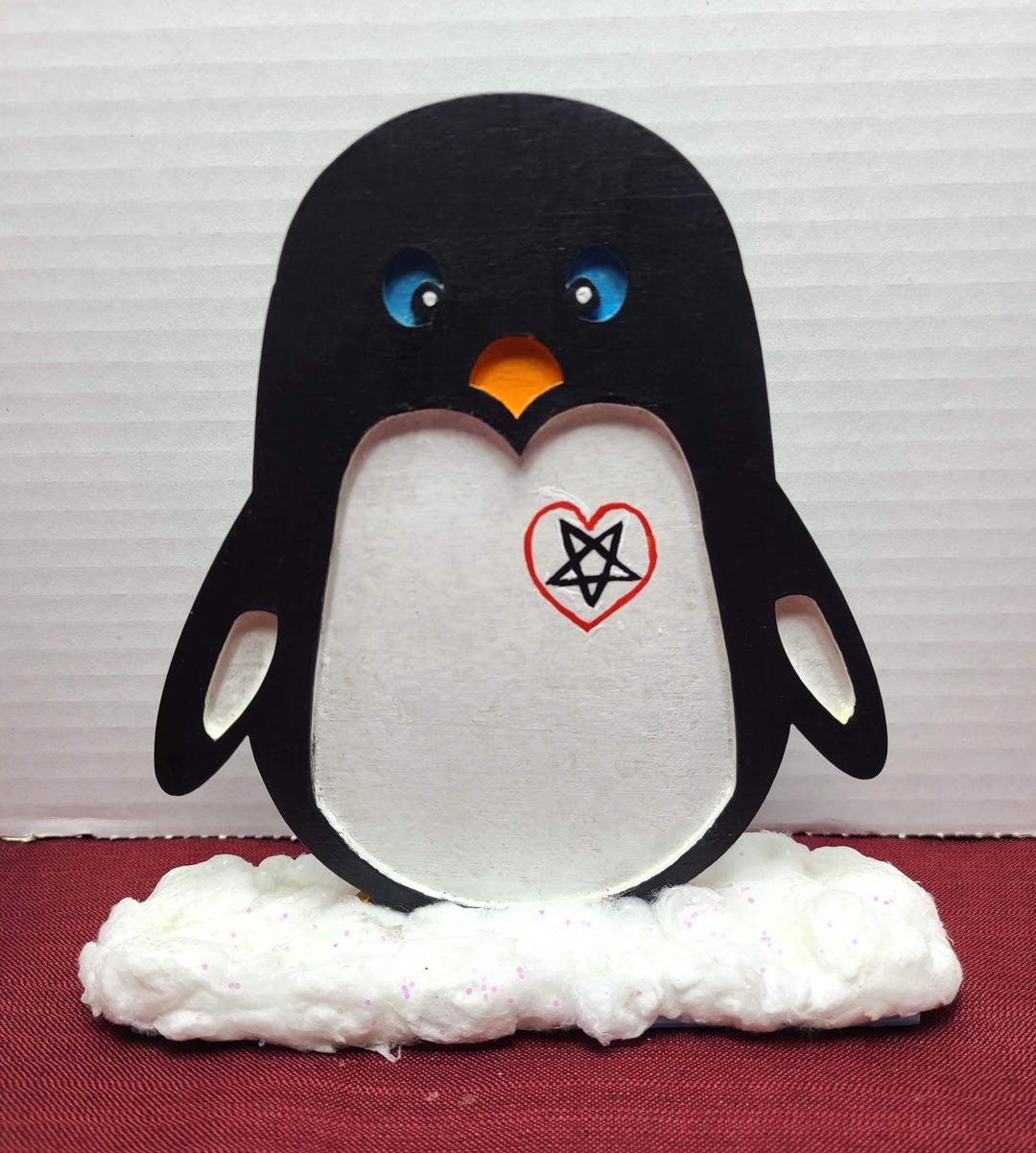 Tabletop Wood Penguin Satanic Pentagram Baby Nursery Decor Gothic Kids ...