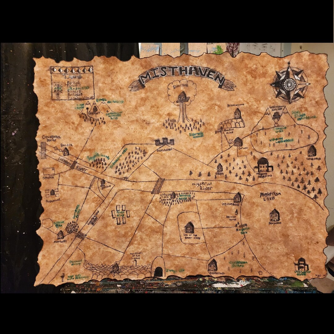 Custom RPG Ink Map, Laminated Board Game, Fantasy Landscape Map ...