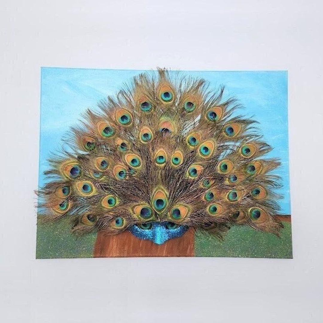 Real Peacock Feather 3D Wall Art, Original Creepy Dramatic Assemblage ...
