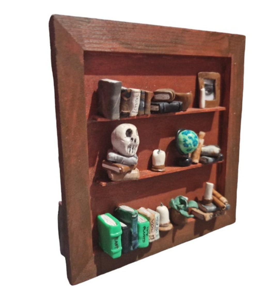 Bookshelf Miniature Diorama, Book Nook, Miniature Scene, Library ...