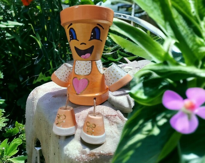 Terracotta Flowerpot Man Garden Decor, Planter for Small Succulents and ...