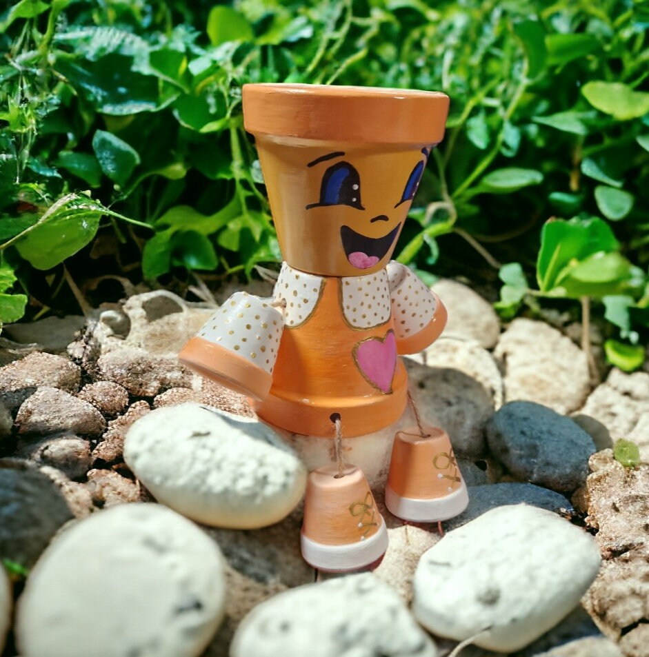 Terracotta Flowerpot Man Garden Decor, Planter for Small Succulents and ...