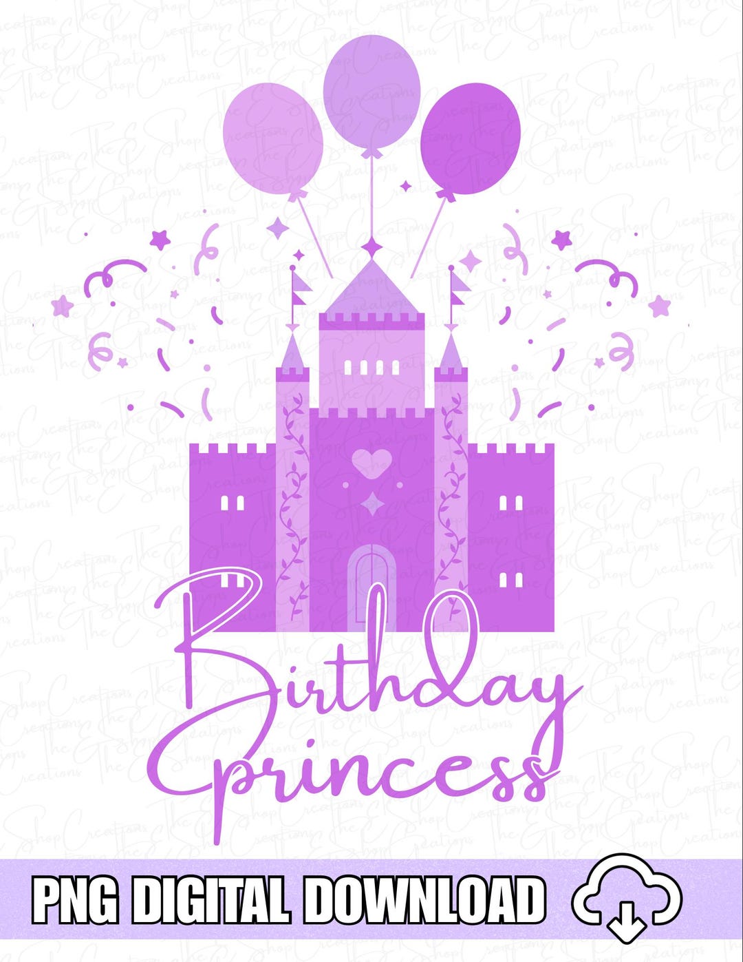 Purple Birthday Princess Castle PNG | Tshirt Design | Digital Download ...