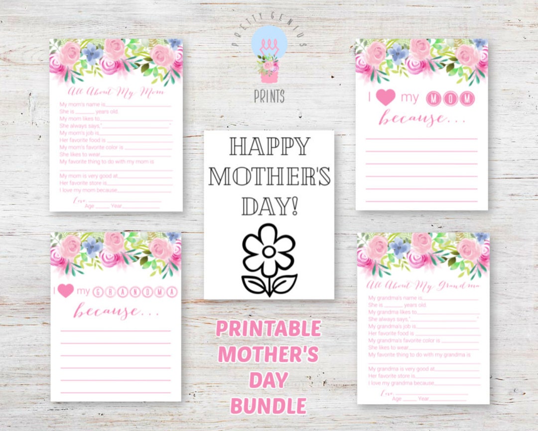 Printable Mother's Day Bundle, Gifts for Moms & Grandmas, Instant ...