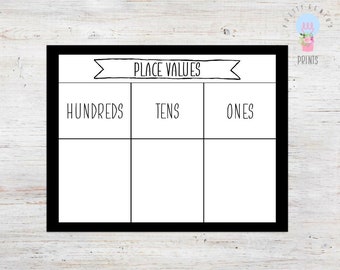 Hundreds Place Value Chart, Printable, 8.5x11, Digital Download - Etsy