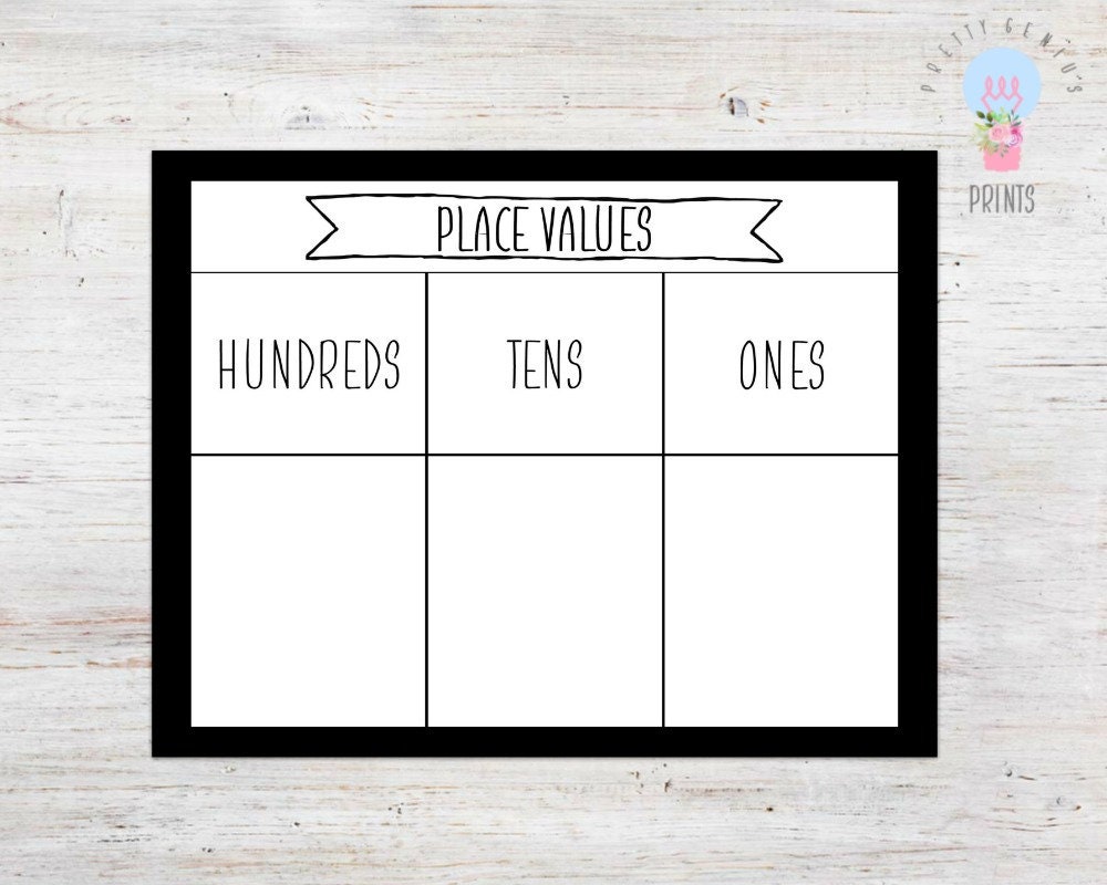 Hundreds Place Value Chart, Printable, 8.5x11, Digital Download - Etsy