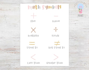 Basic Math Symbols SET C DIGITAL DOWNLOAD Education Printable ...