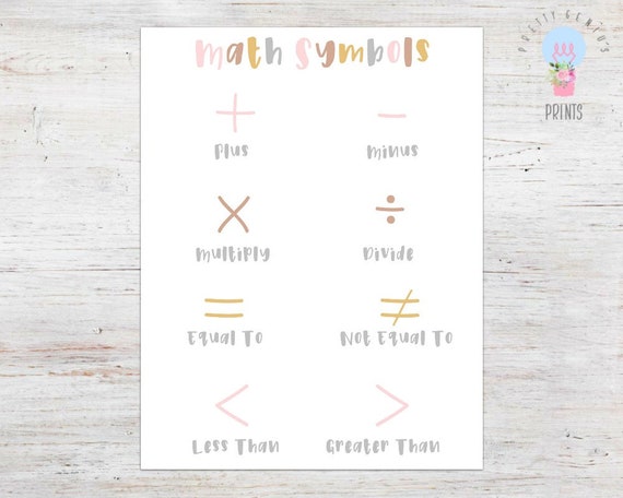Math Symbols Printable Poster 8.5x11 Digital Download - Etsy